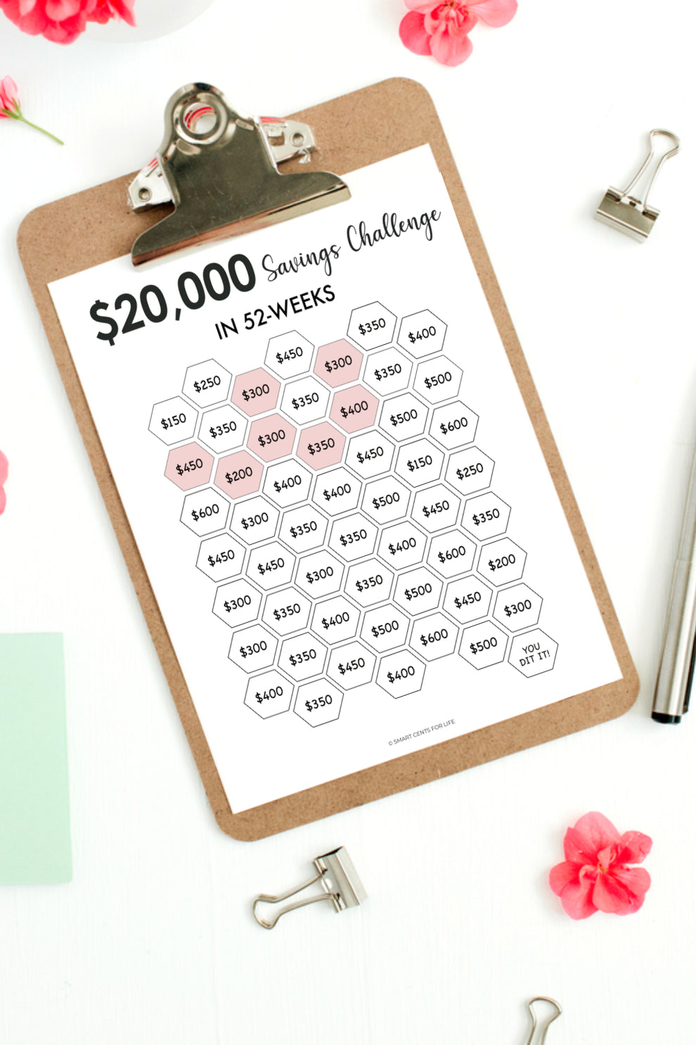 $20,000 Savings Challenge (Printable) – smartcentsforlife